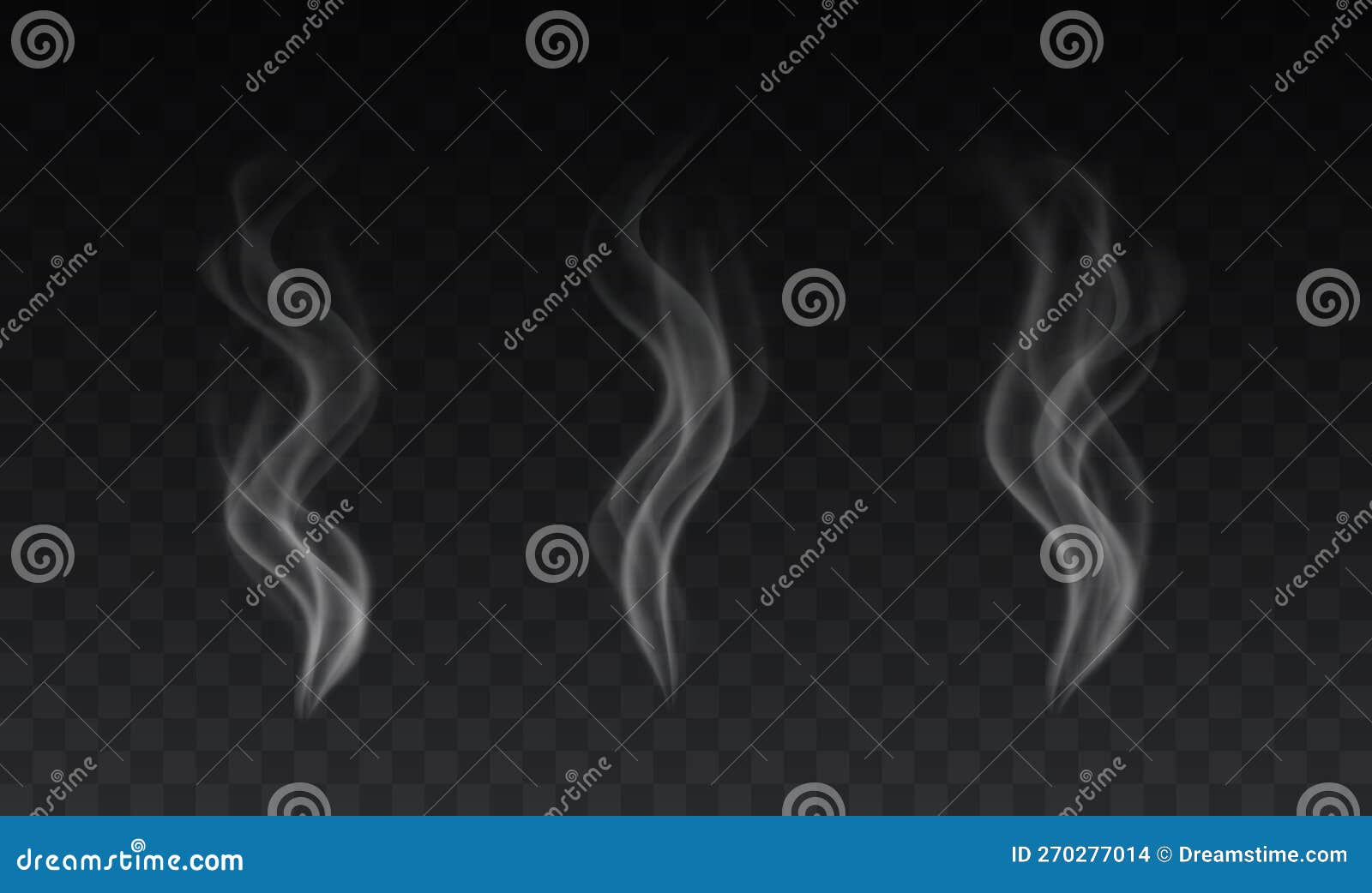 Vector Set of Realistic Smoke or Steam Effects on Dark Background Stock ...