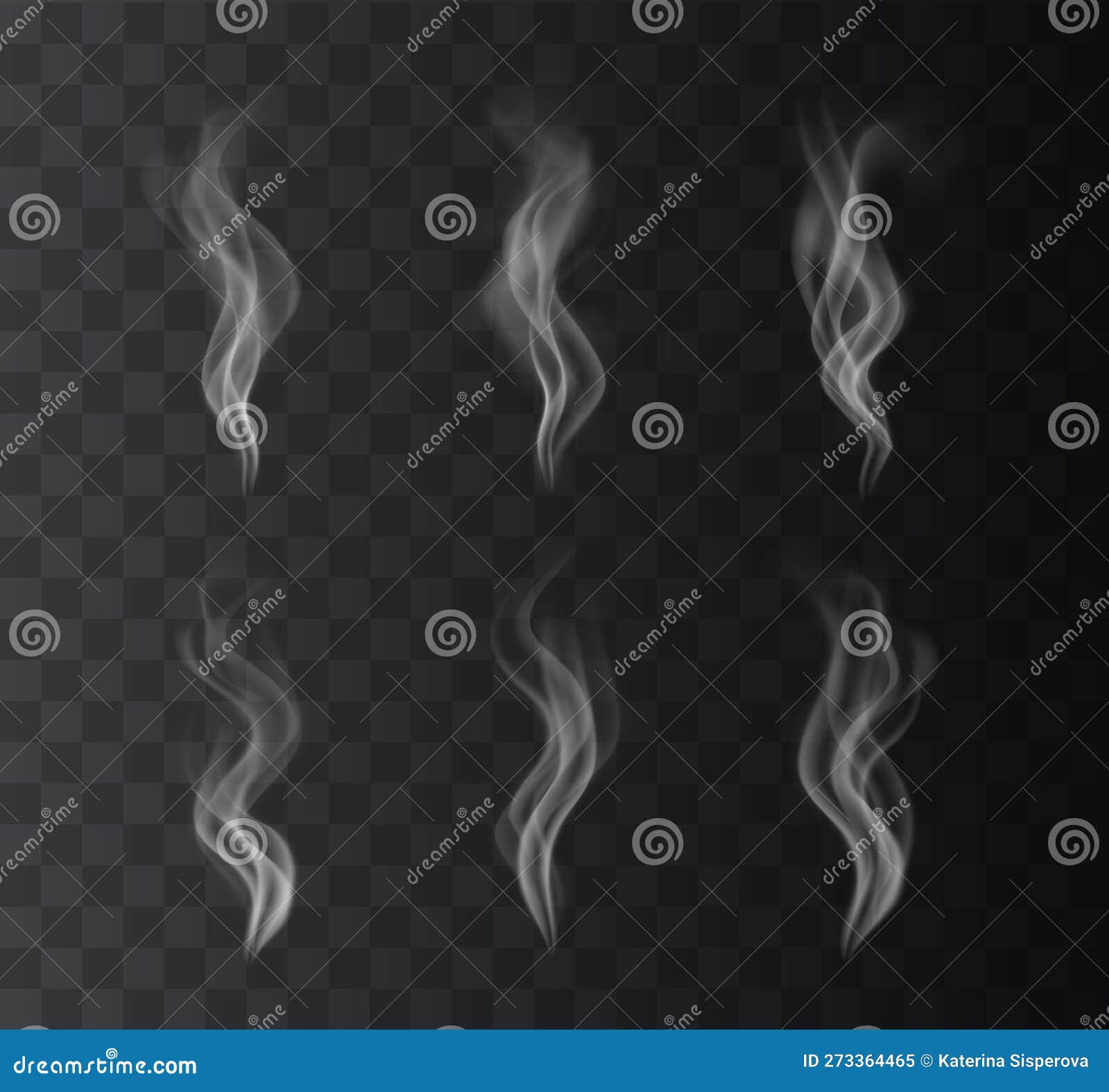 Vector Set of Realistic Smoke or Steam Effects on Dark Background Stock ...