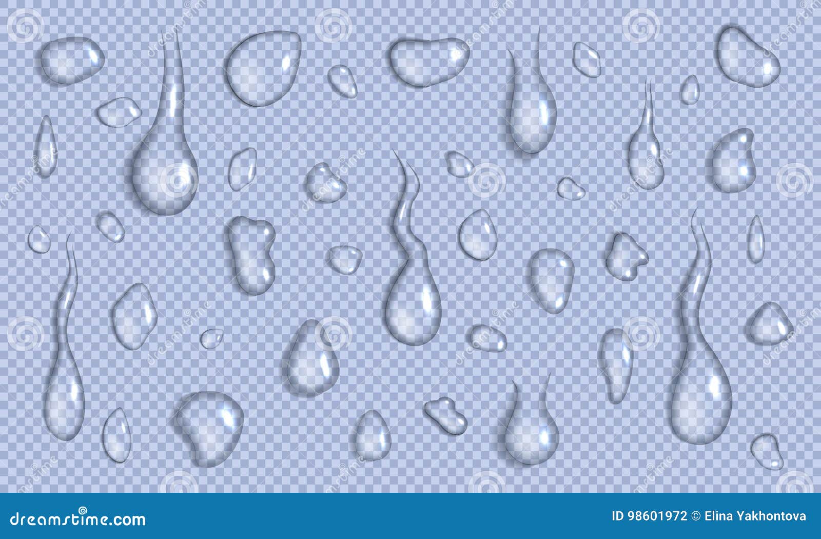 Vector Set Of Realistic Water Drops And Splash Different Sizes On A ...