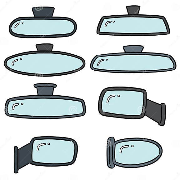 Vector Set of Rear View Mirrors Stock Vector - Illustration of round ...
