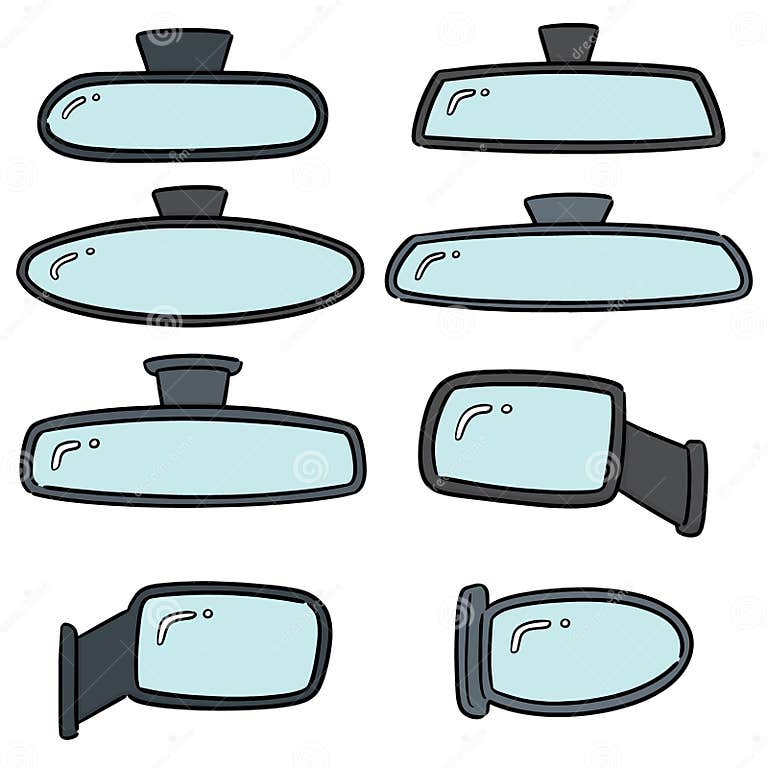 Vector Set of Rear View Mirrors Stock Vector - Illustration of round ...