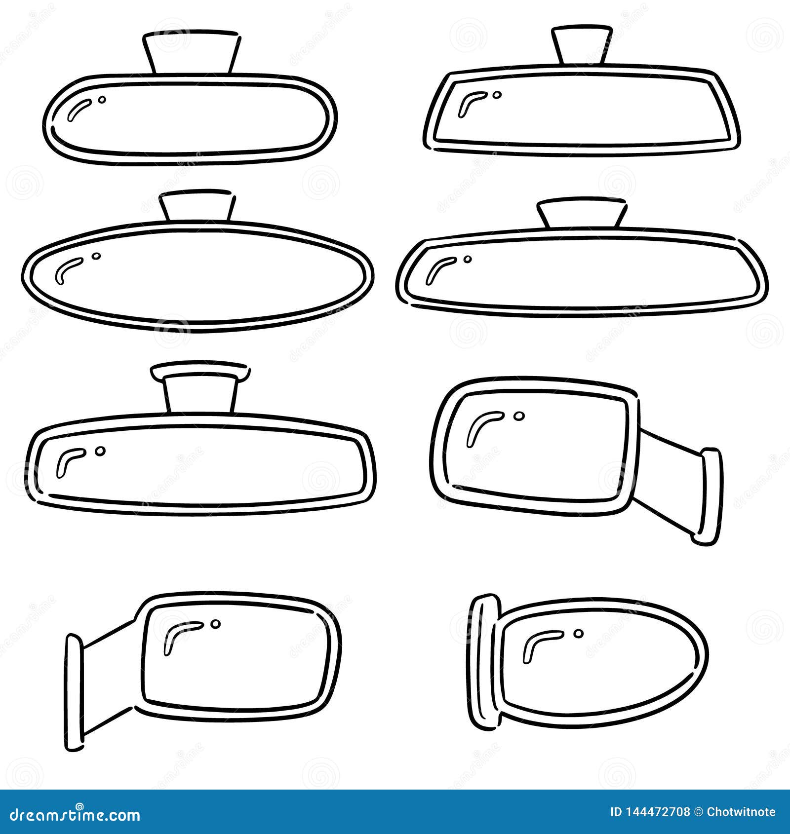 Vector Set of Rear View Mirrors Stock Vector - Illustration of ...