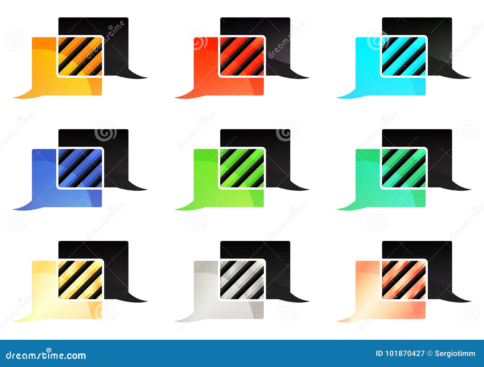 Vector Set of Rectangular Bubbles for Chatting Different Colors. Stock ...