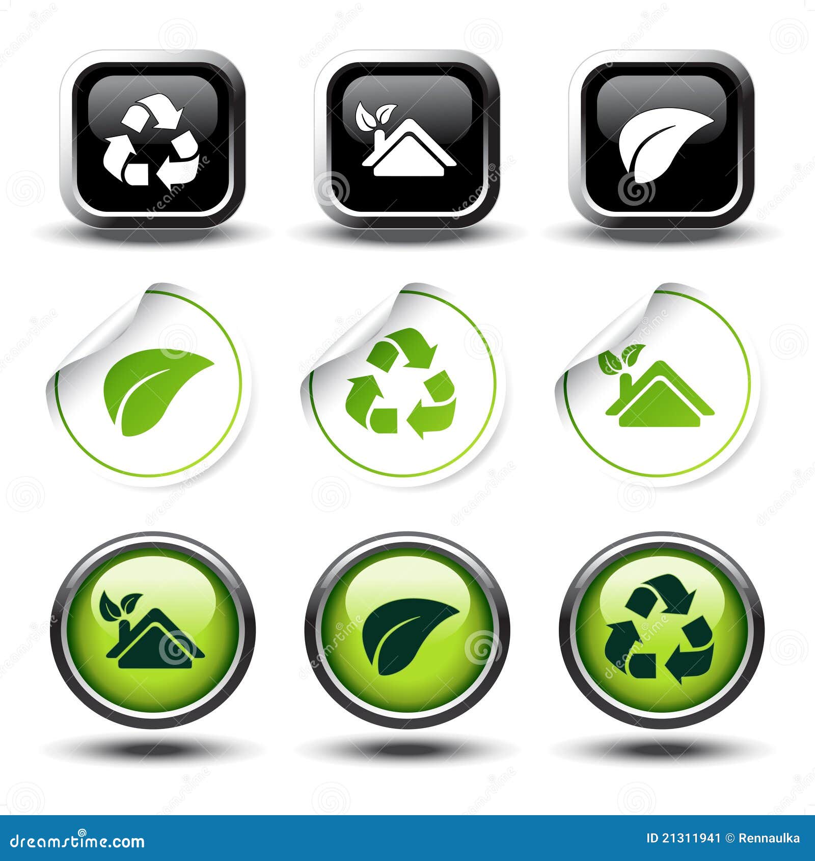 Vector Set of Recycle Buttons and Stickers Stock Vector - Illustration ...