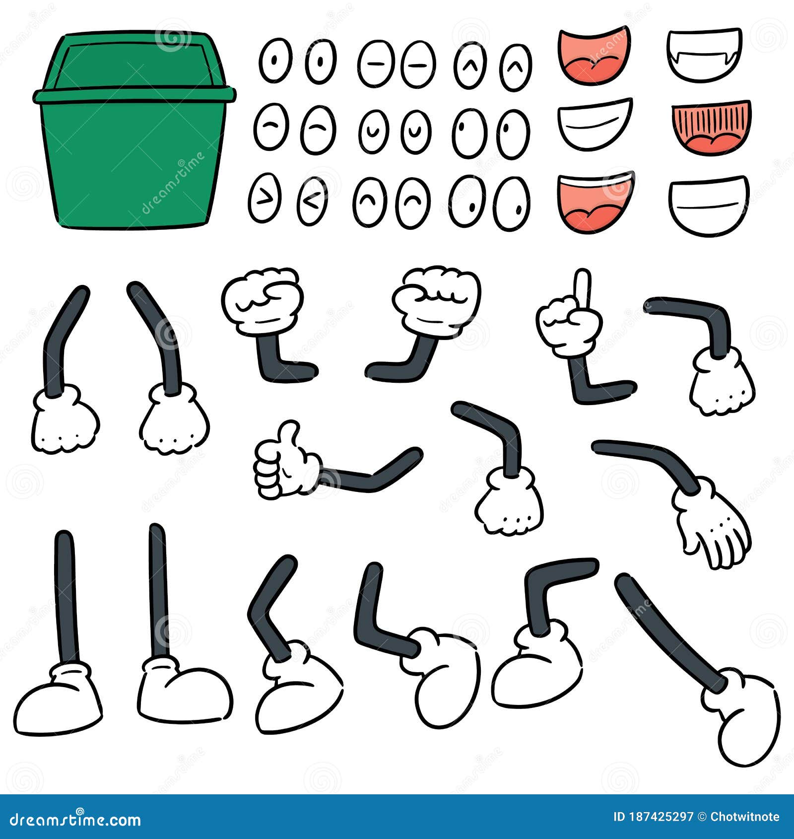 Vector Set of Recycle Garbage Cartoon Stock Vector - Illustration of ...