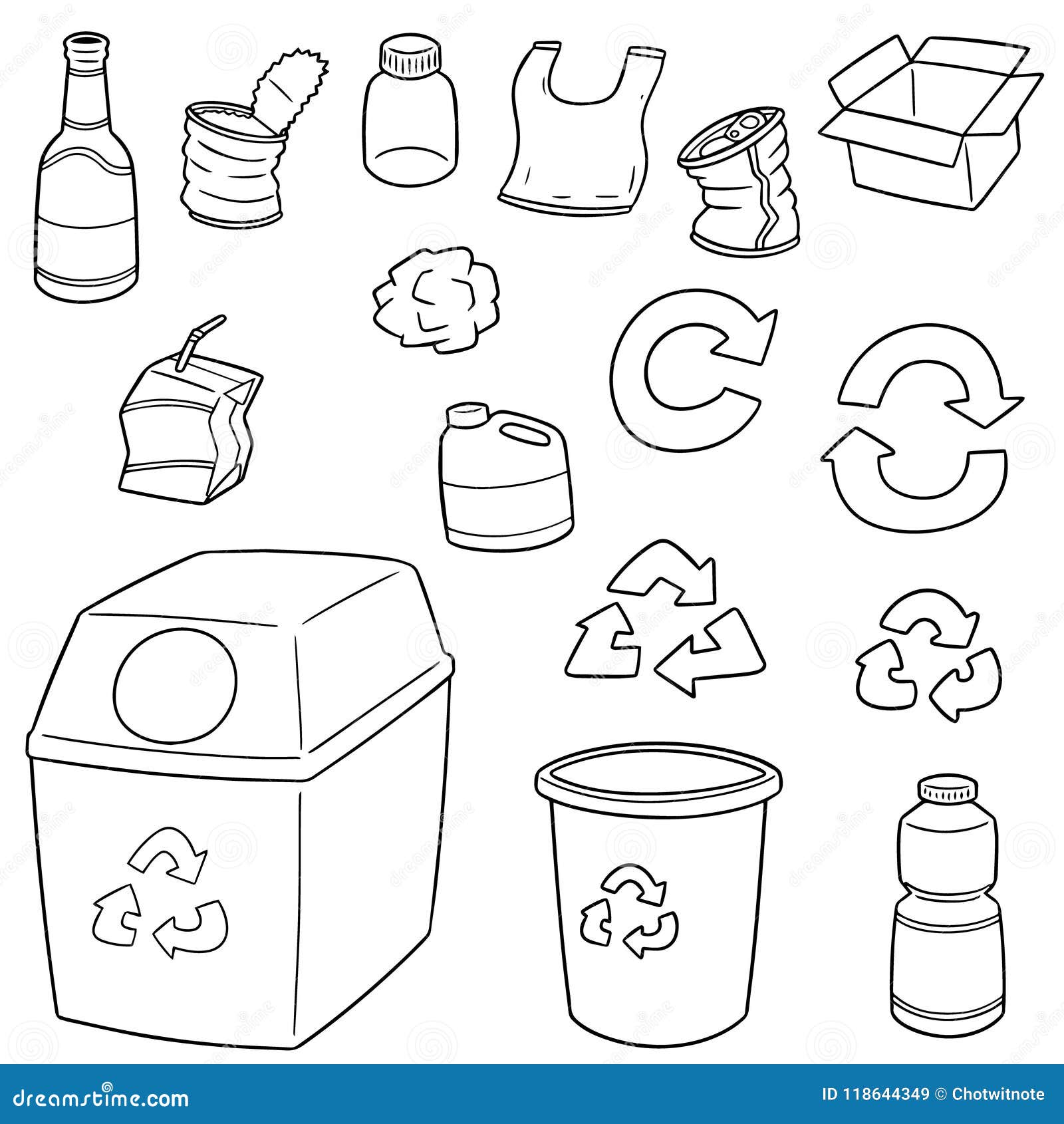 Vector Set of Recycle Garbage Stock Vector - Illustration of junk ...