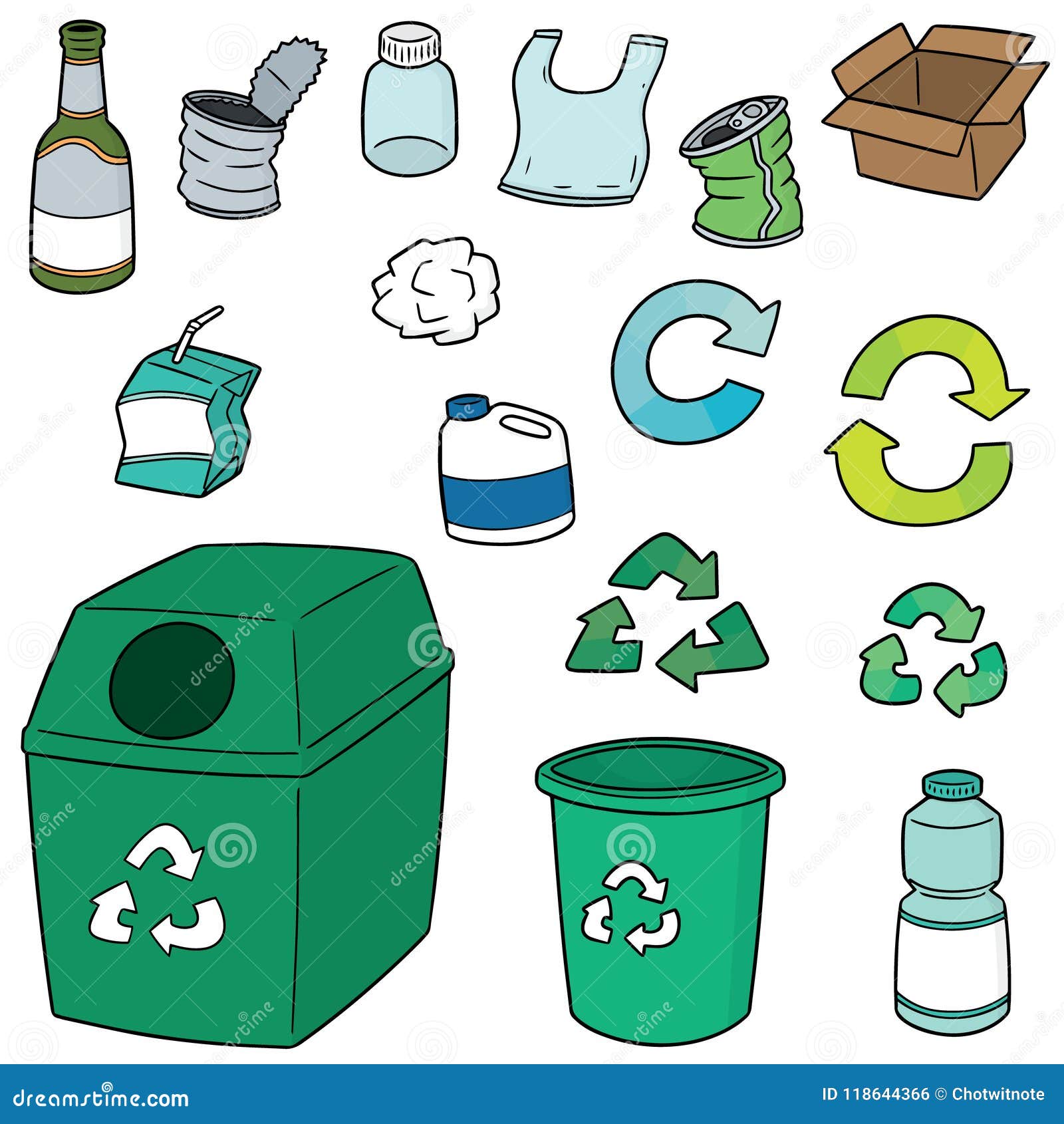 Vector Set of Recycle Garbage Stock Vector - Illustration of ...