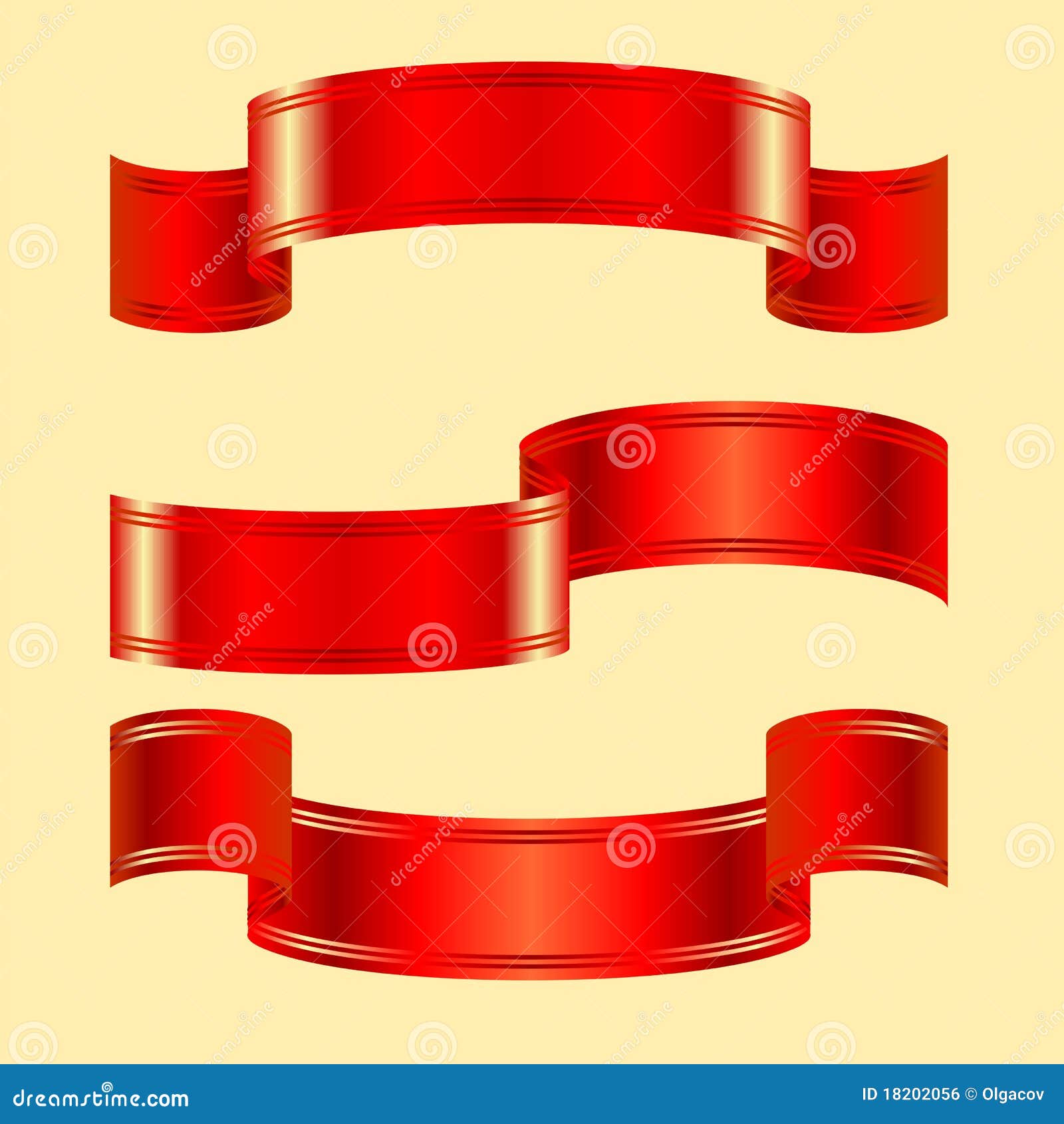 Vector Set Of Red Bands On A Blue Background Stock Vector ...