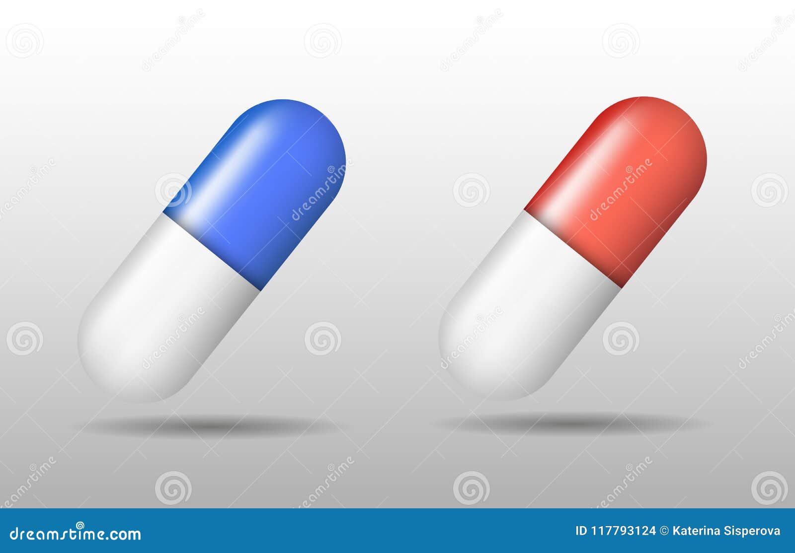 Vector Set of Red and Blue Pill with Shadow Stock Vector - Illustration ...