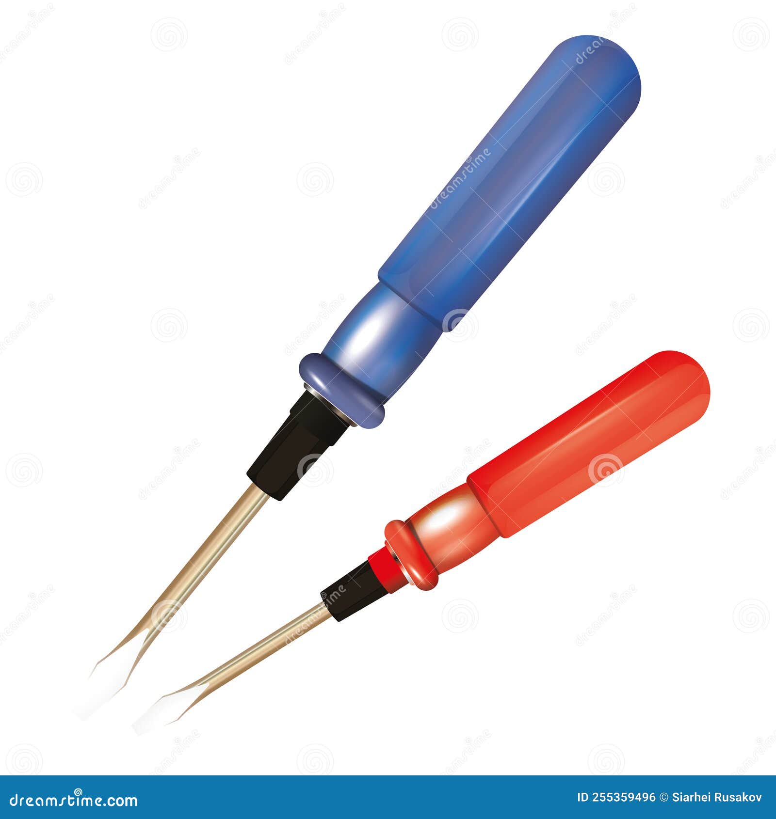 Vector Set of Red and Blue Screwdrivers. Illustration of a Tool for ...
