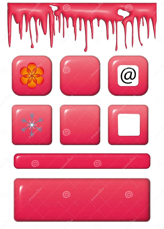 Vector Set of Red Buttons with Icons. Stock Illustration - Illustration of buttons, orange ...