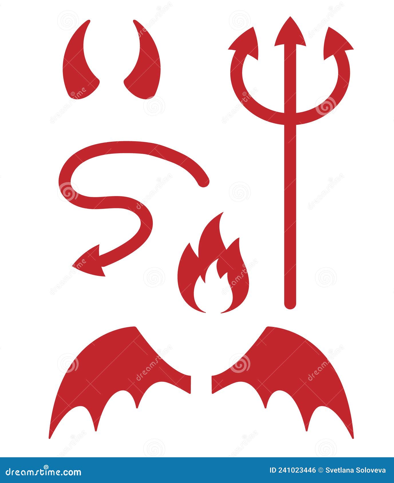 Vector Set of Red Devil Demon Things Accessories Stock Vector ...