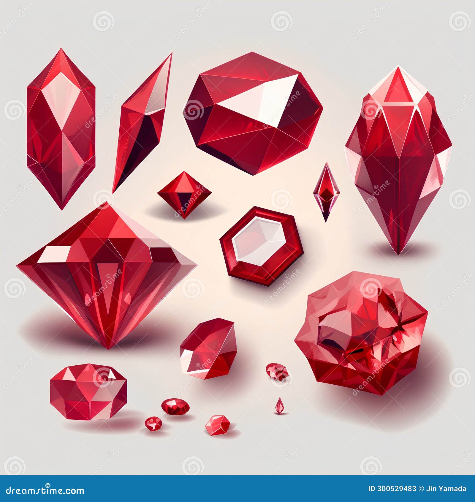 Vector Set of Red Gemstones. Realistic 3d Vector Gems Stock ...