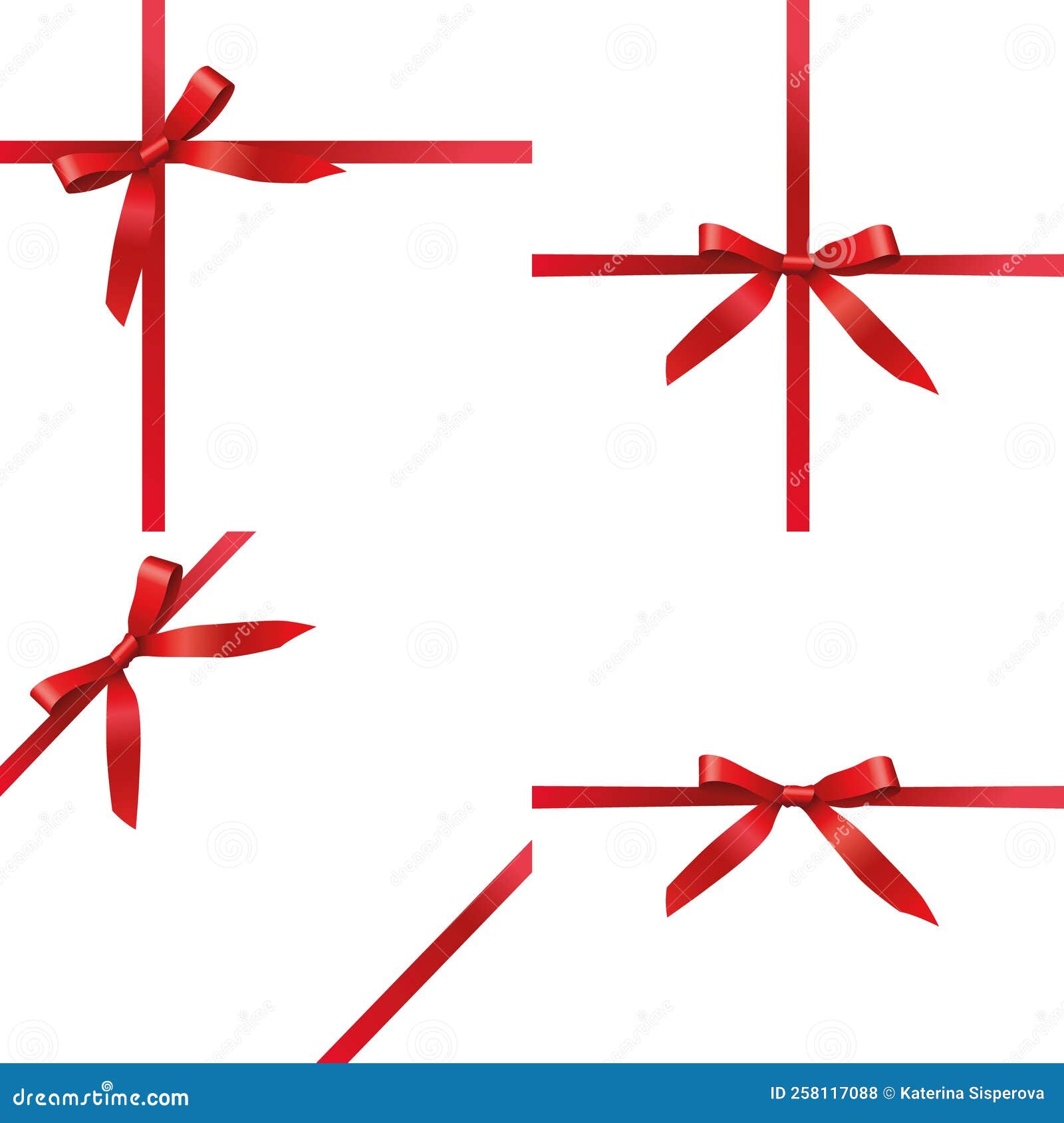 Vector Set of Red Gift Wrapping Decorative Ribbons Isolated on White ...