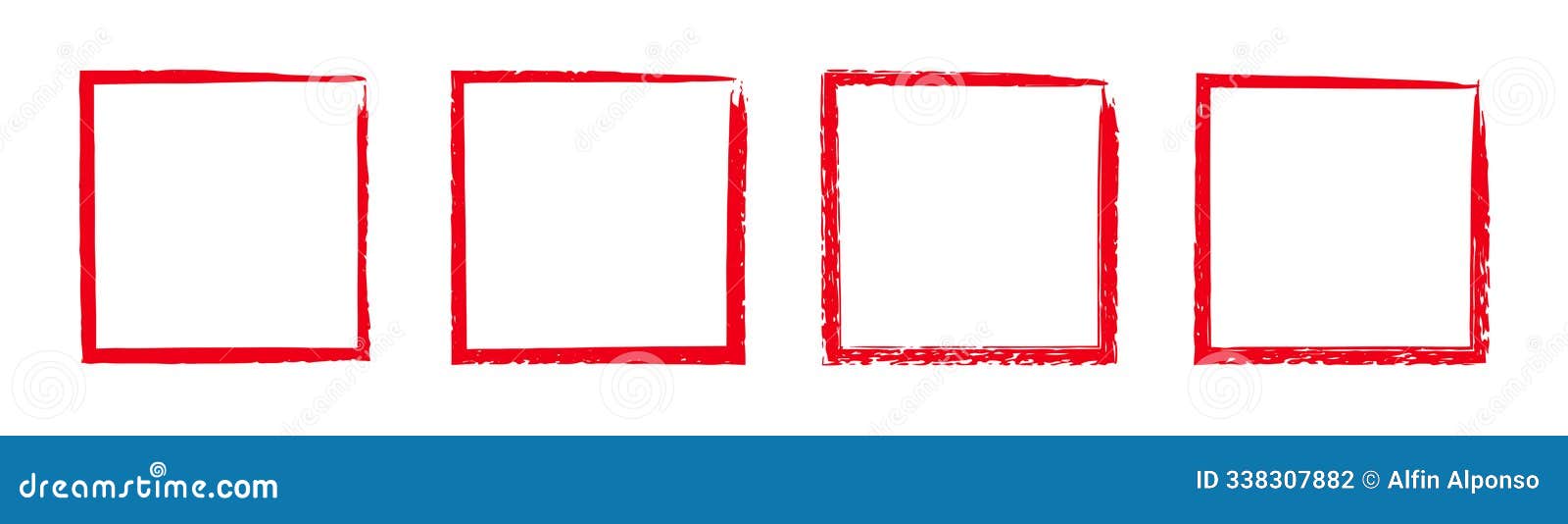 Vector Set of Red Grunge Square Frames Stock Vector - Illustration of ...