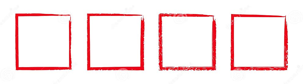 Vector Set of Red Grunge Square Frames Stock Vector - Illustration of ...