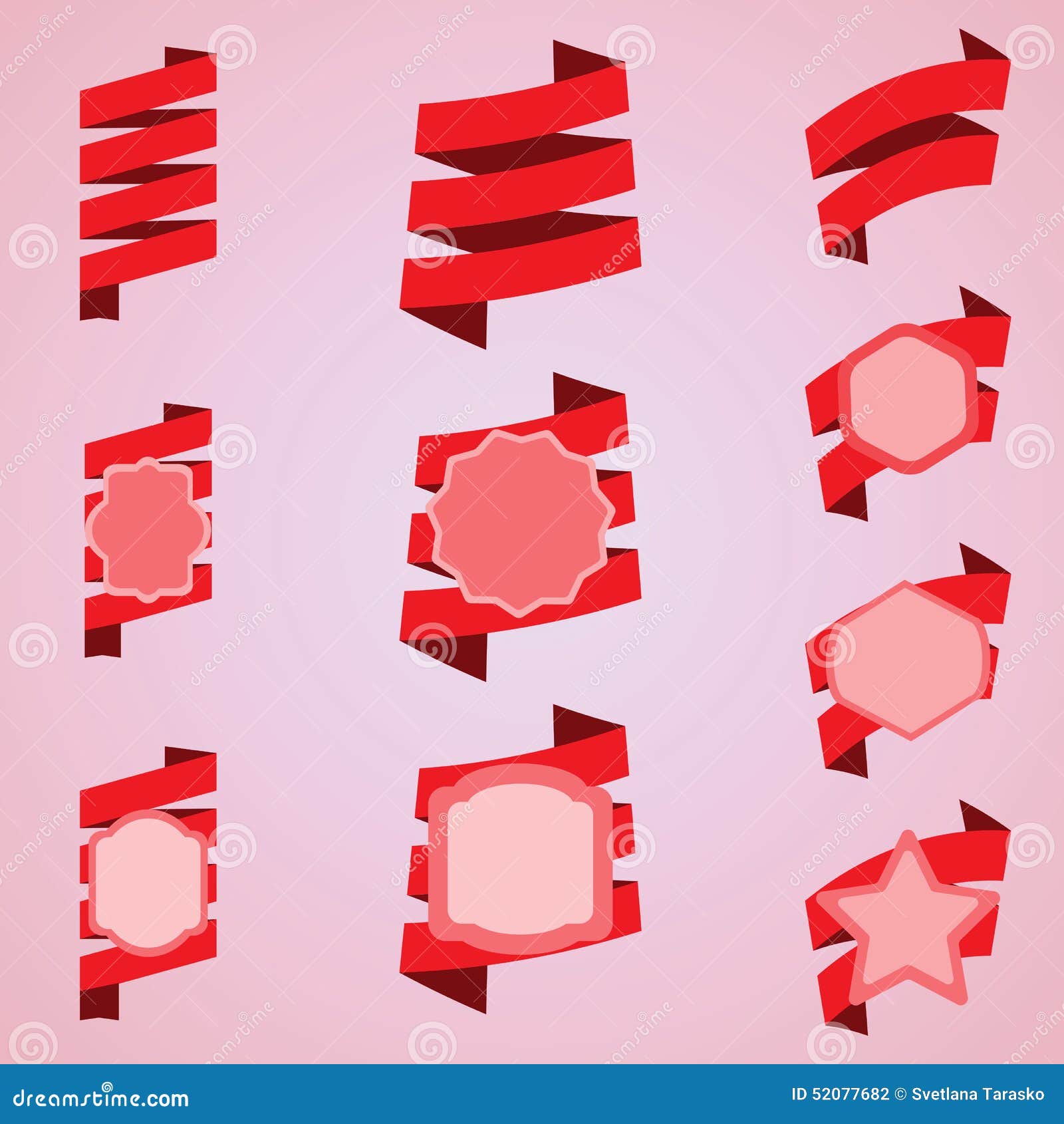 Vector Set of Red Ribbons, Label, Sticker. Stock Vector - Illustration ...