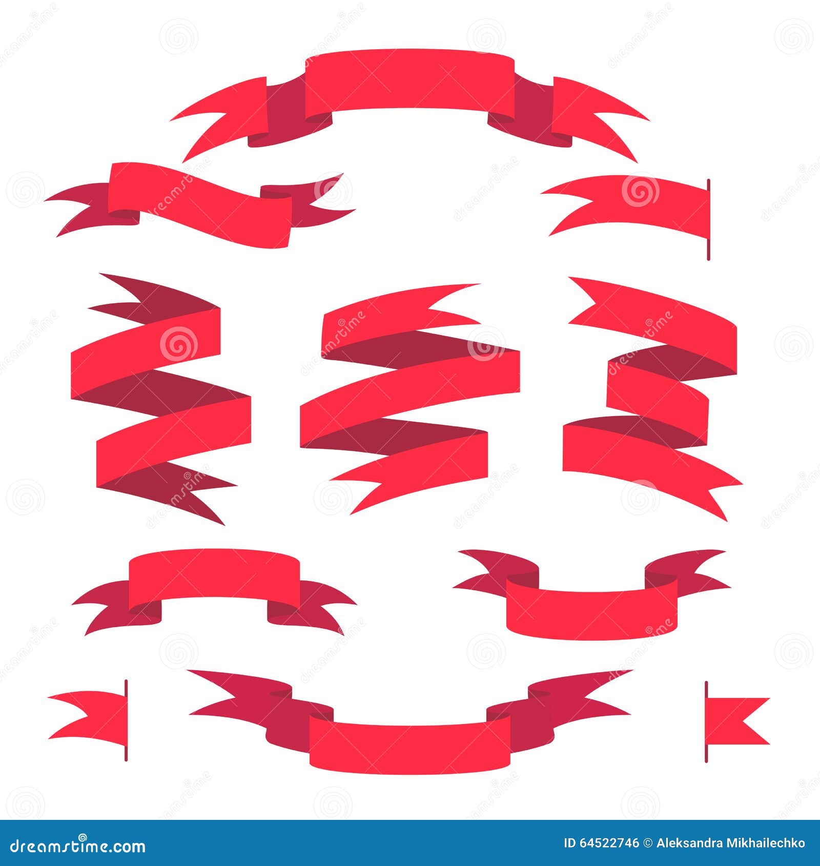 Vector Set of Red Ribbons. Modern Flat Icons. Stock Vector ...