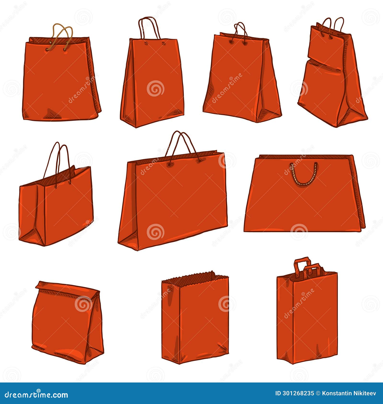 Vector Set of Red Shopping Bags Stock Vector - Illustration of ...