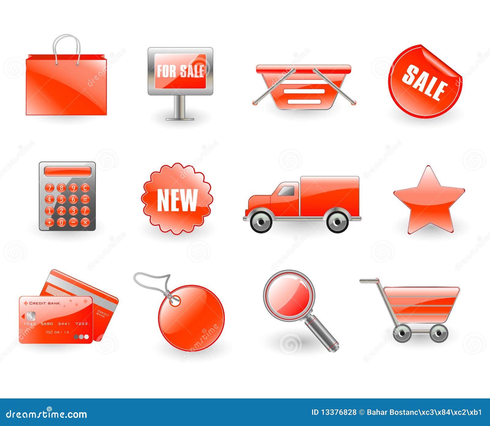 Vector Set of Red Shopping Icons Stock Vector - Illustration of finance ...
