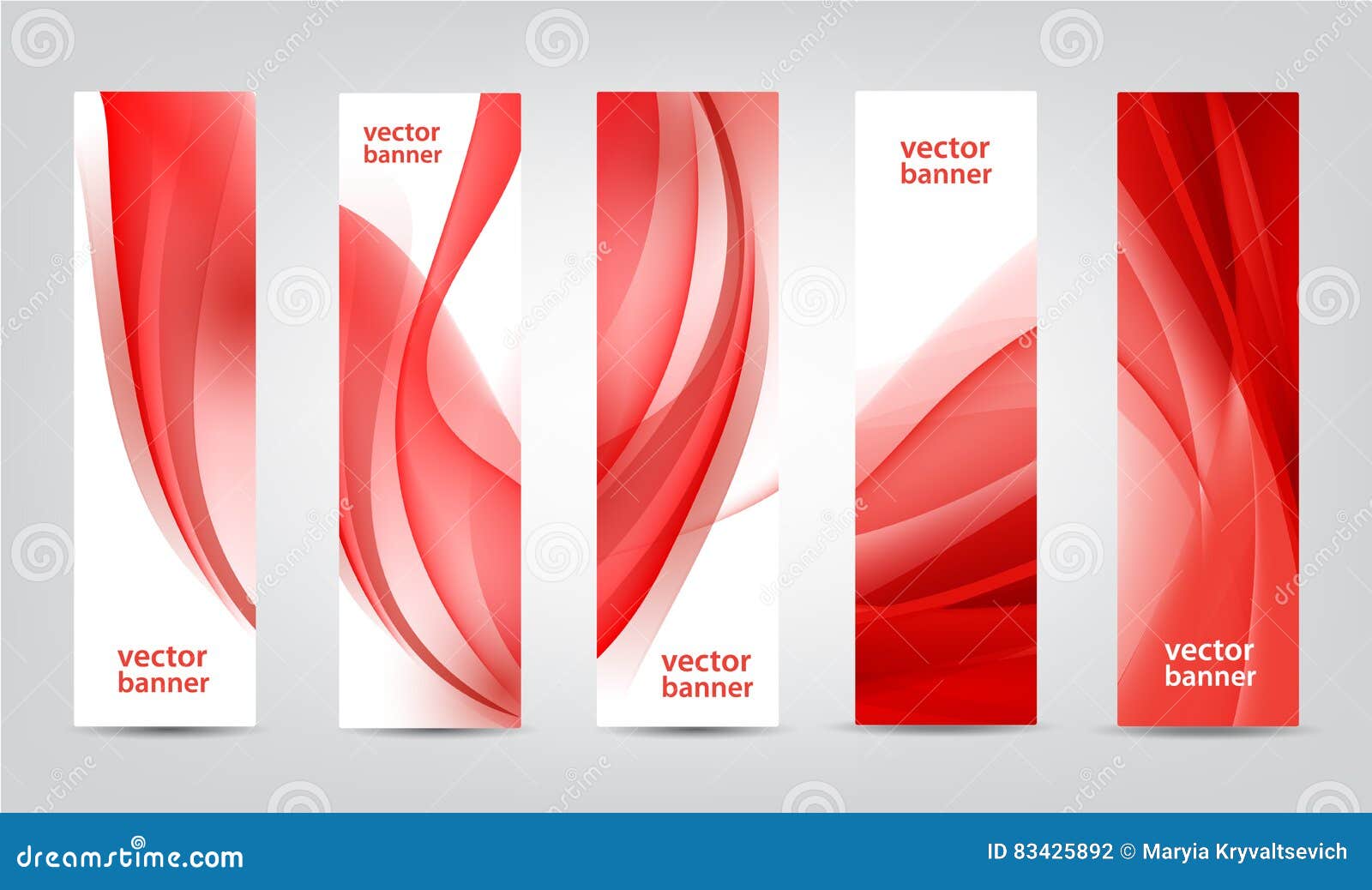 Vector Set of Red Silk Wavy Vertical Banners Stock Vector ...