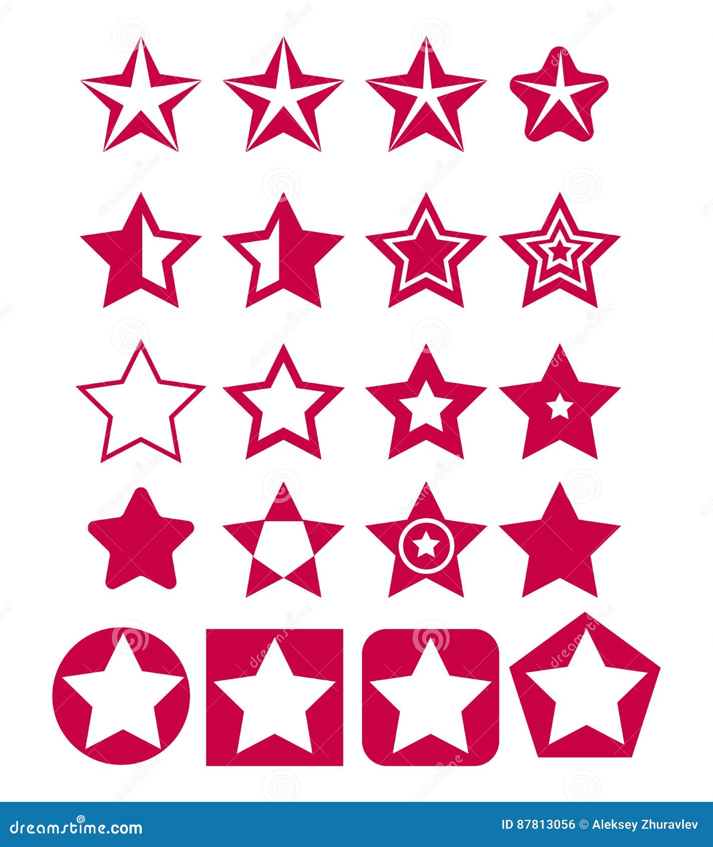Vector Set of Red Star Icons Stock Vector - Illustration of decoration ...
