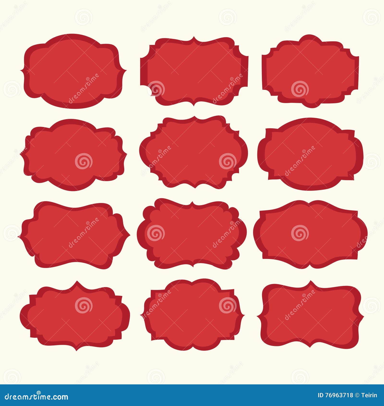 Vector Set Red Vintage Labels and Frames. Vector Illustration Stock ...