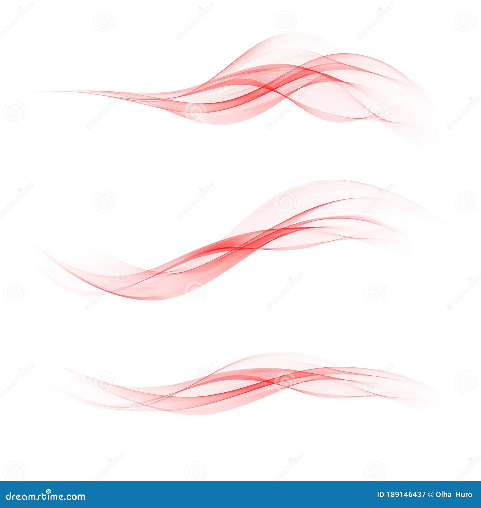 Vector Set of Red Waves on a White Background. Stock Vector ...