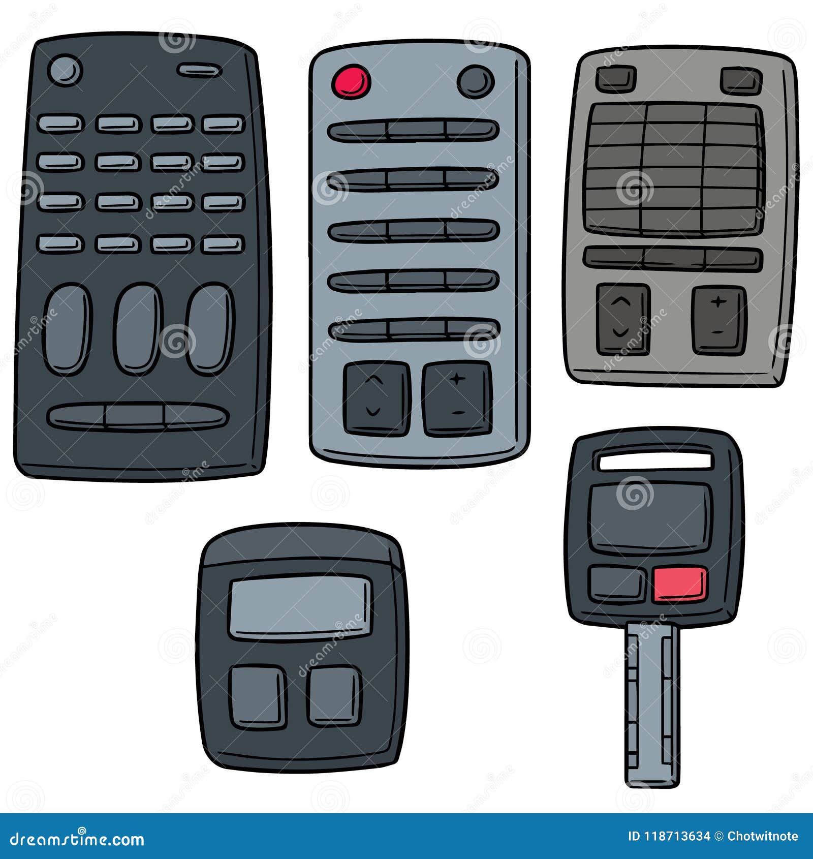 Vector Set of Remote Control Stock Vector - Illustration of sketch ...