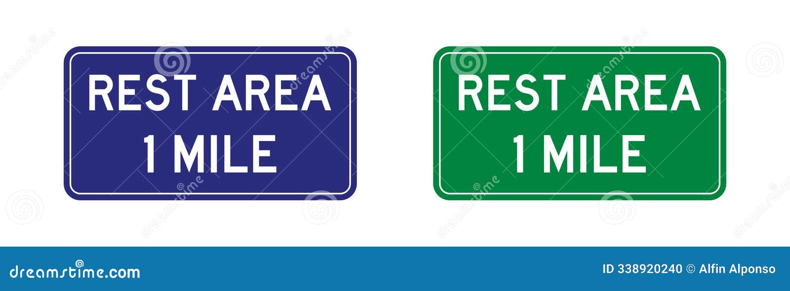 Vector Rest Area 1 Mile Sign Set Stock Vector - Illustration of flat ...