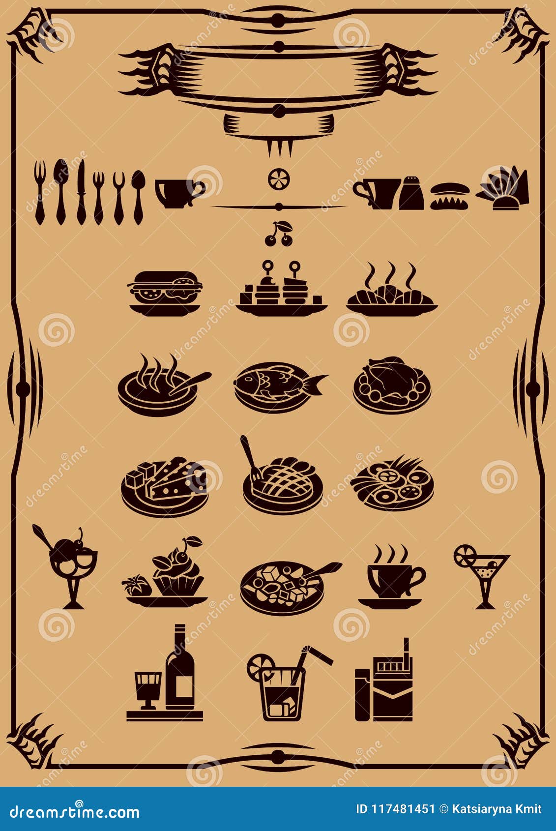 Vector Set of Restaurant Icons. Stock Vector - Illustration of recipe ...