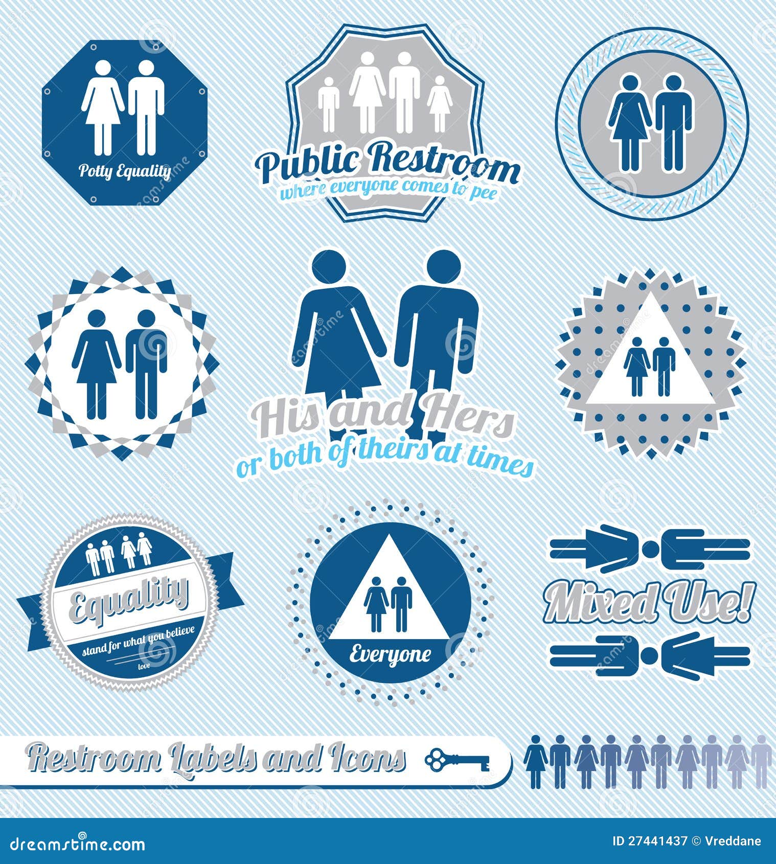 Vector Set: Restroom and Bathroom Labels Stock Vector - Illustration of ...