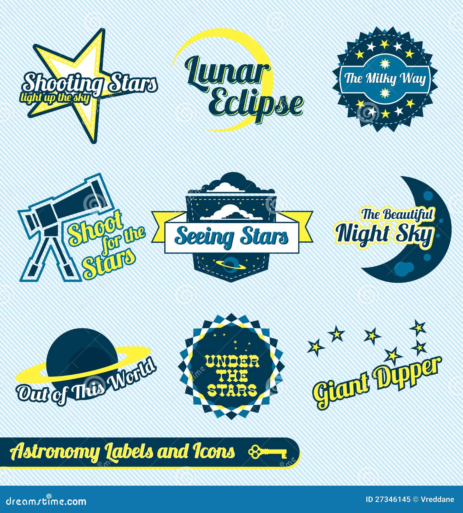 Vector Set: Retro Astronomy and Stars Labels Stock Vector ...