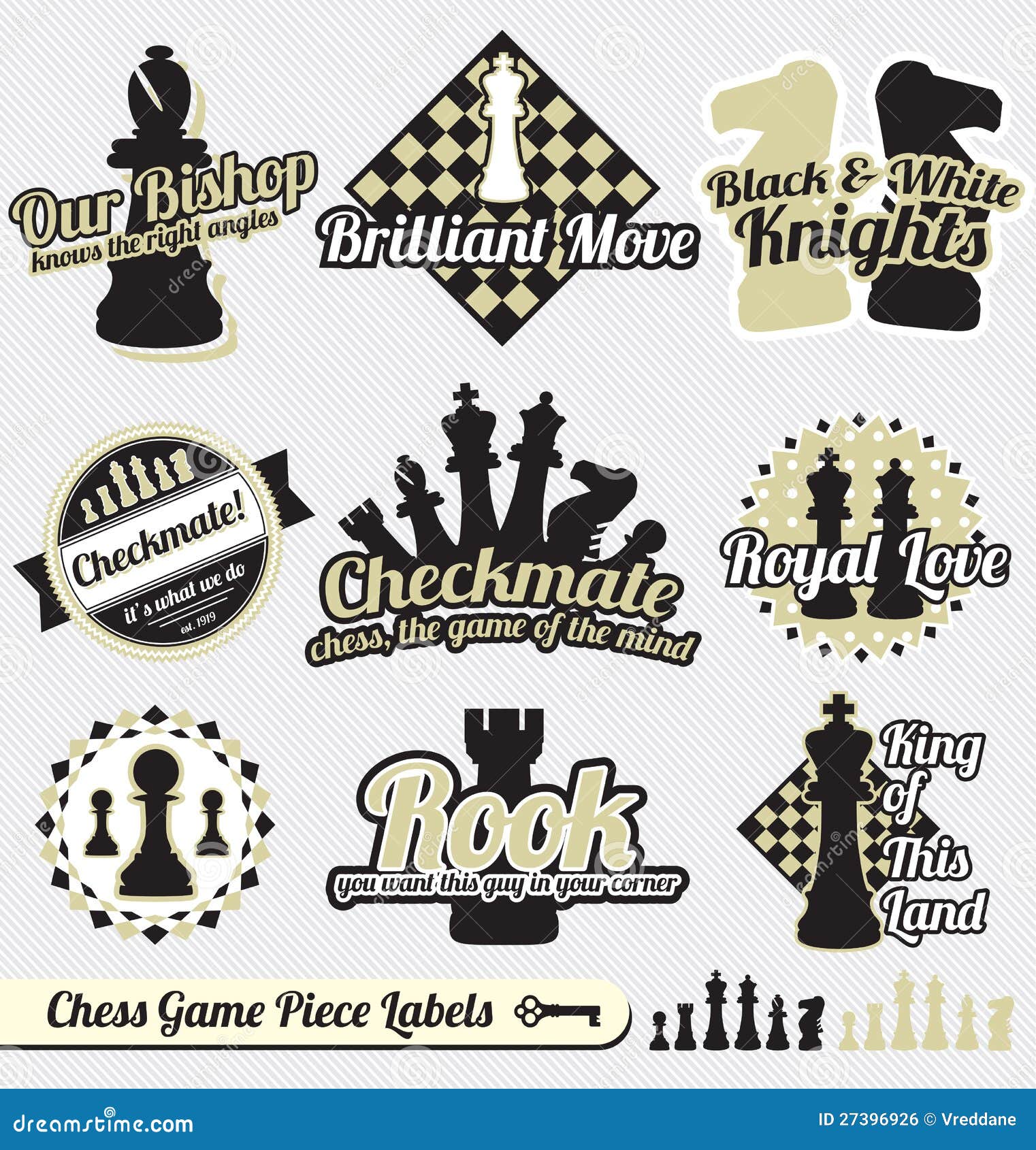Vector Set: Retro Chess Labels and Stickers Stock Vector - Illustration ...
