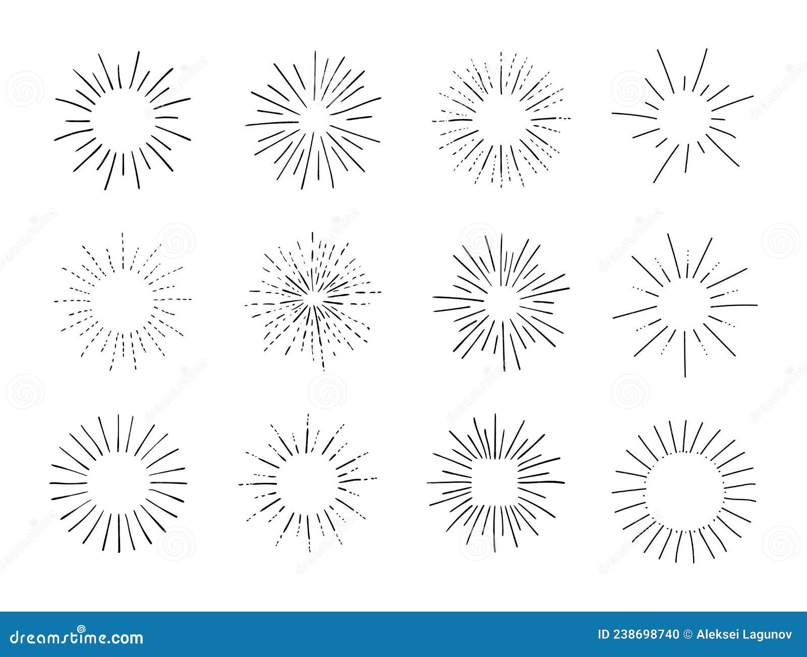 Vector Set of Retro Circle Frames, Rays, Shining Isolated on White ...