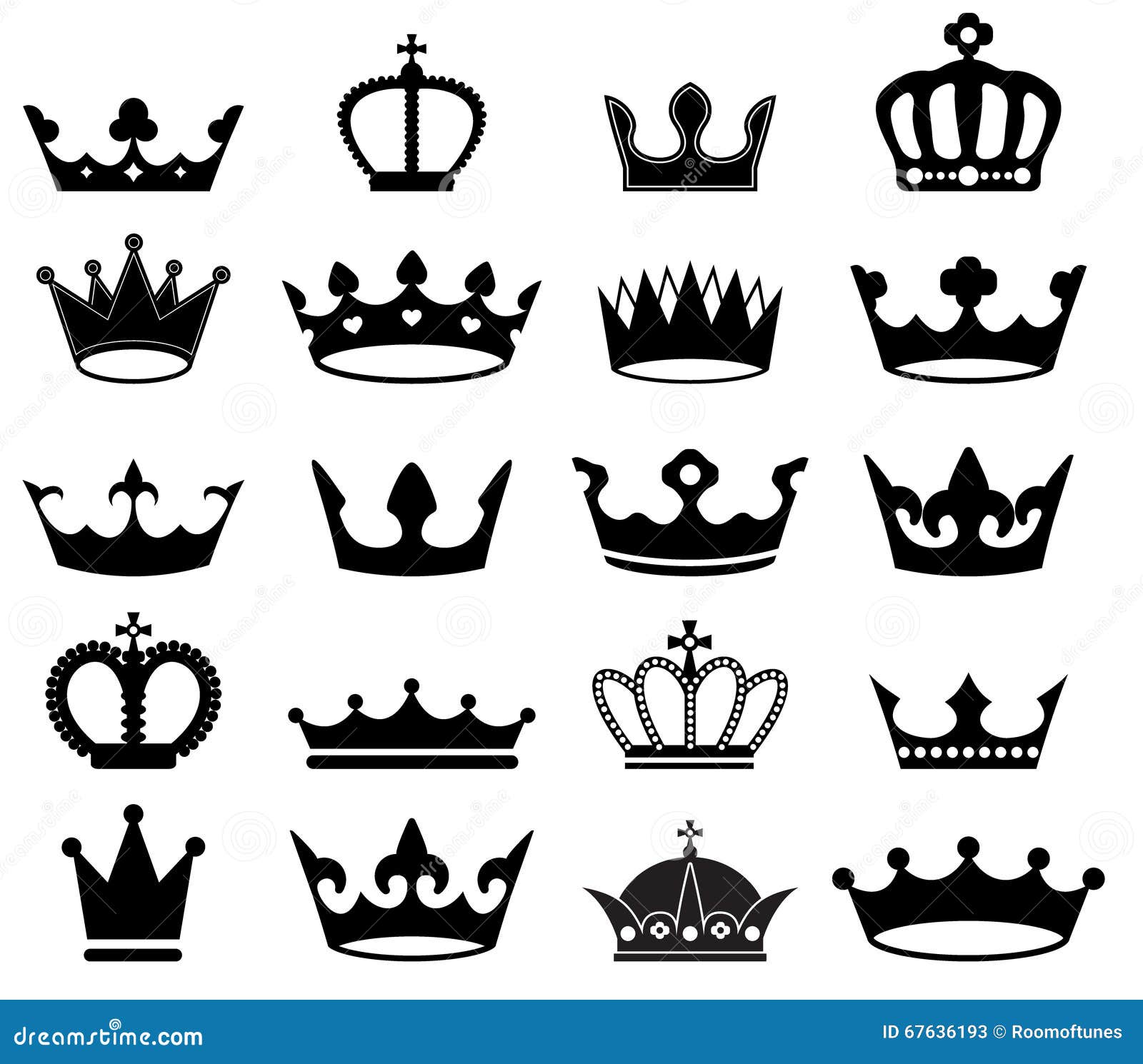 Vector set of retro crowns stock vector. Illustration of abstract ...