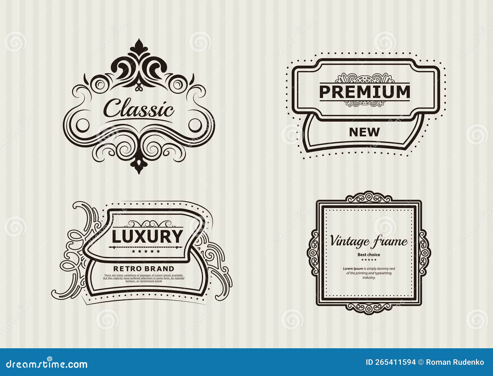 Vector Set of Retro Decorations for Wedding Cards, Decorating ...