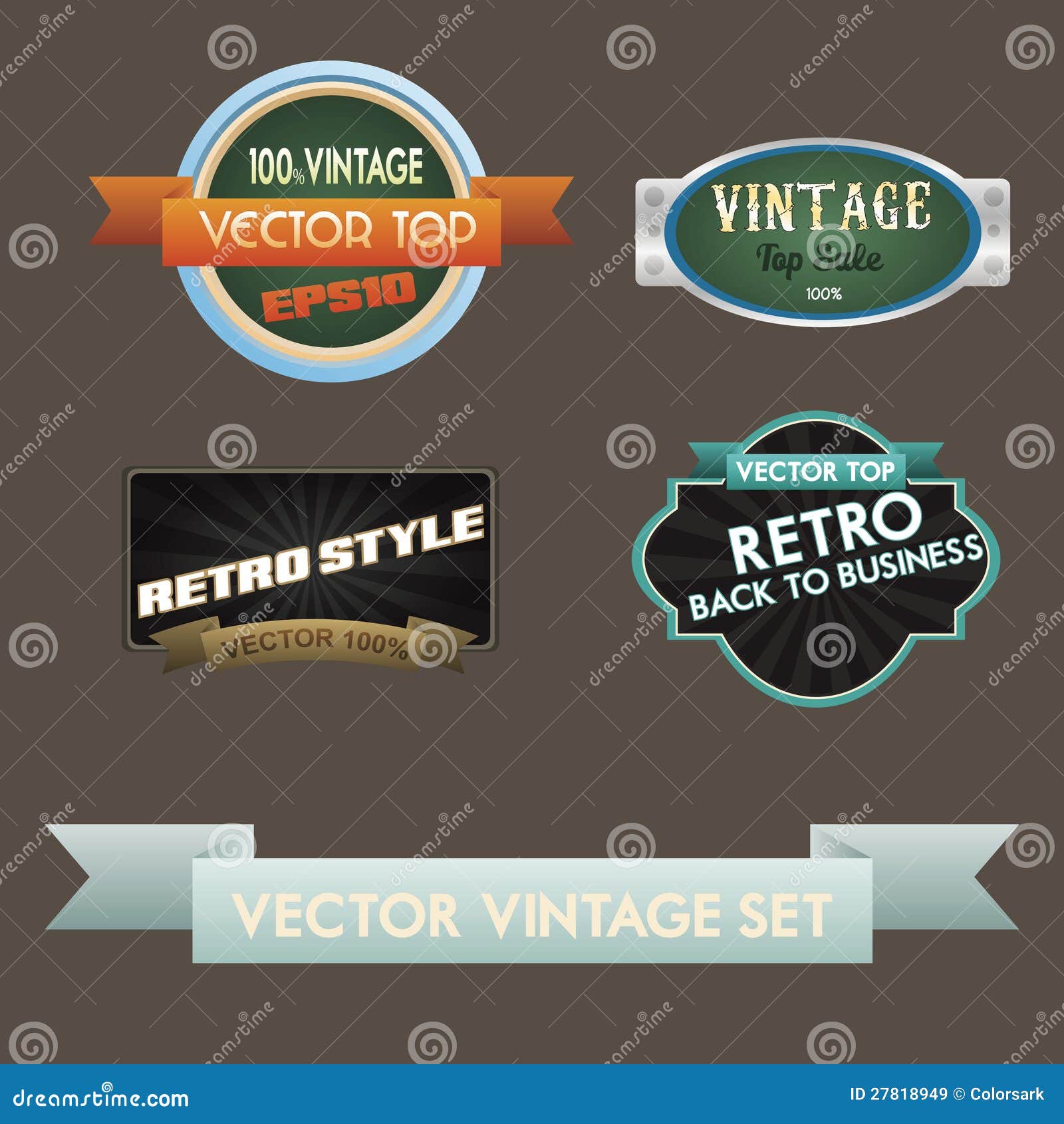 Vector Set of Retro Labels, Buttons and Icons. Stock Vector ...