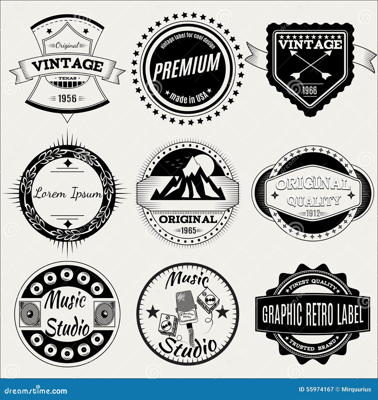 Vector Set of Retro Labels for Design Stock Vector - Illustration of ...