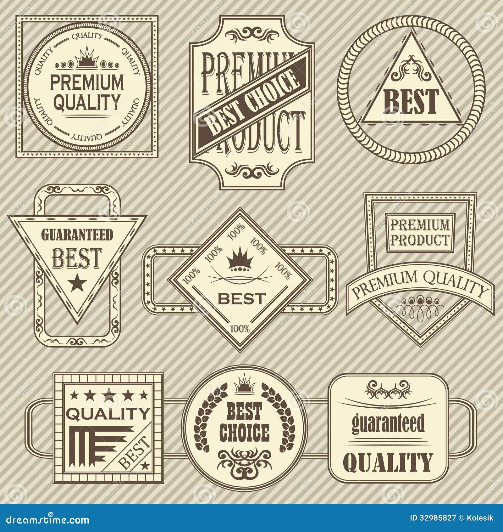 Vector set of retro labels stock vector. Illustration of sign - 32985827