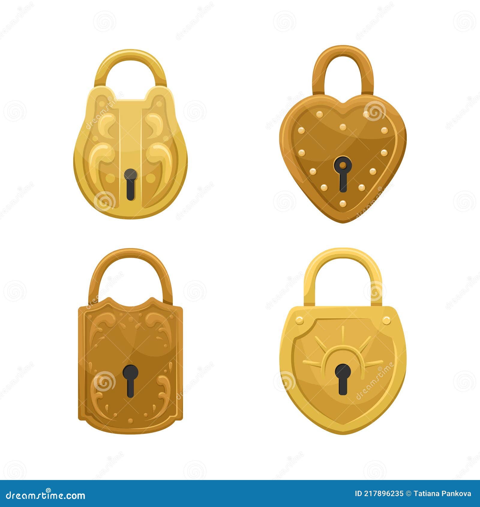 Vector Set of Retro Locks. Vintage Illustration Stock Vector ...