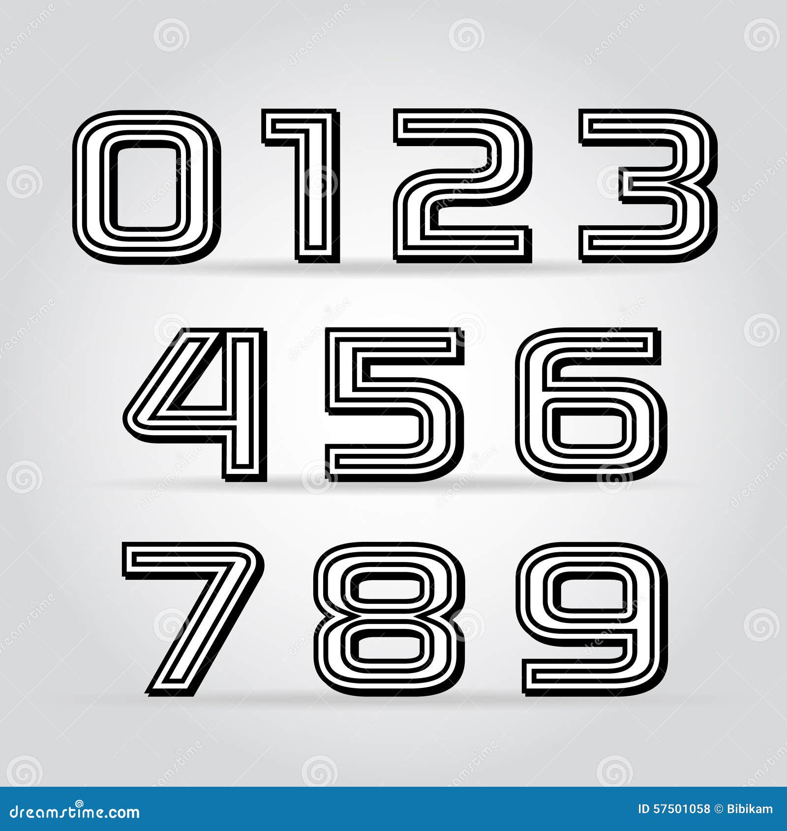 Vector Set Retro Style Black Numbers Stock Vector - Illustration of ...