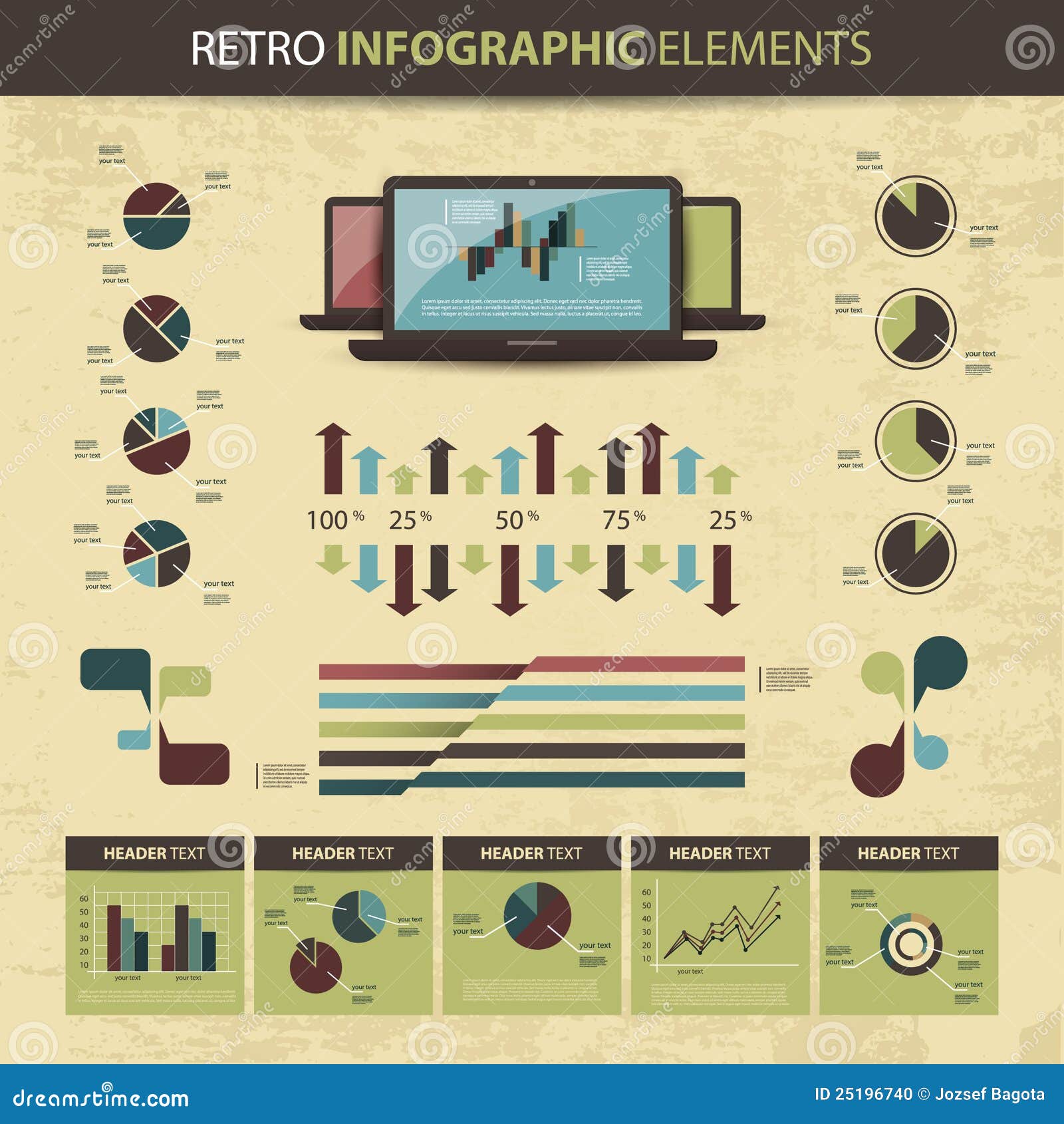 Vector Set of Retro Styled Infographic Elements Stock Vector ...