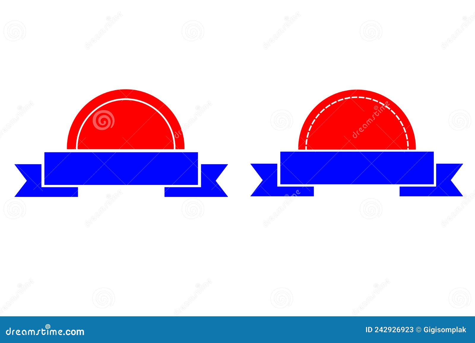 Simple Vector Set 2 Ribbon Red Half Circle and Blue Stock Vector ...