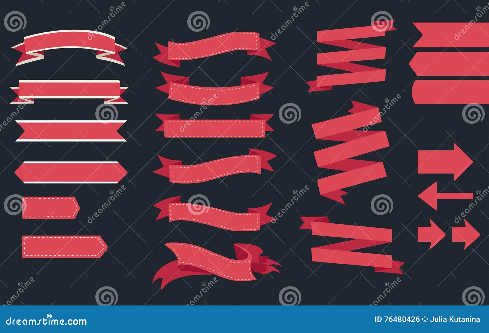Vector Set Ribbons and Arrow Stock Vector - Illustration of icon ...