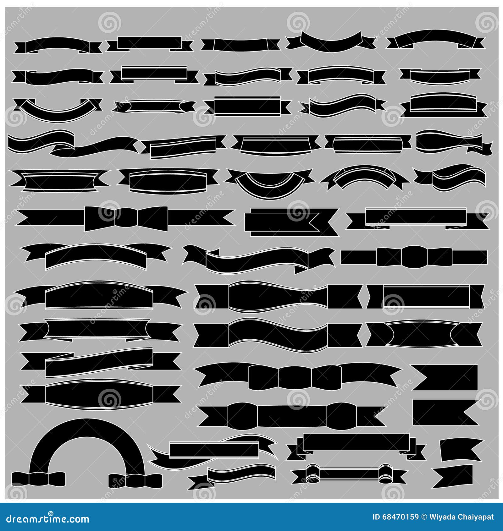 Vector set of 50 ribbons stock illustration. Illustration of sign ...