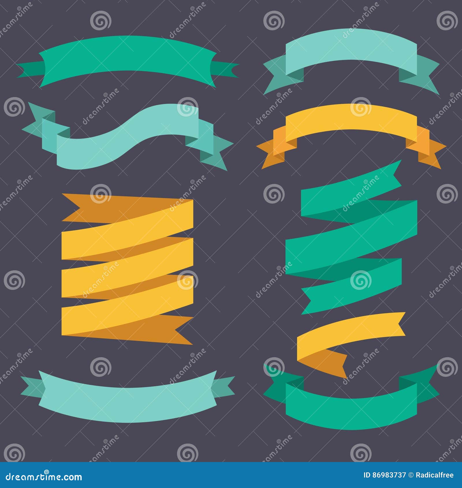 Vector Set of Ribbons in Flat Style. Stock Vector - Illustration of ...