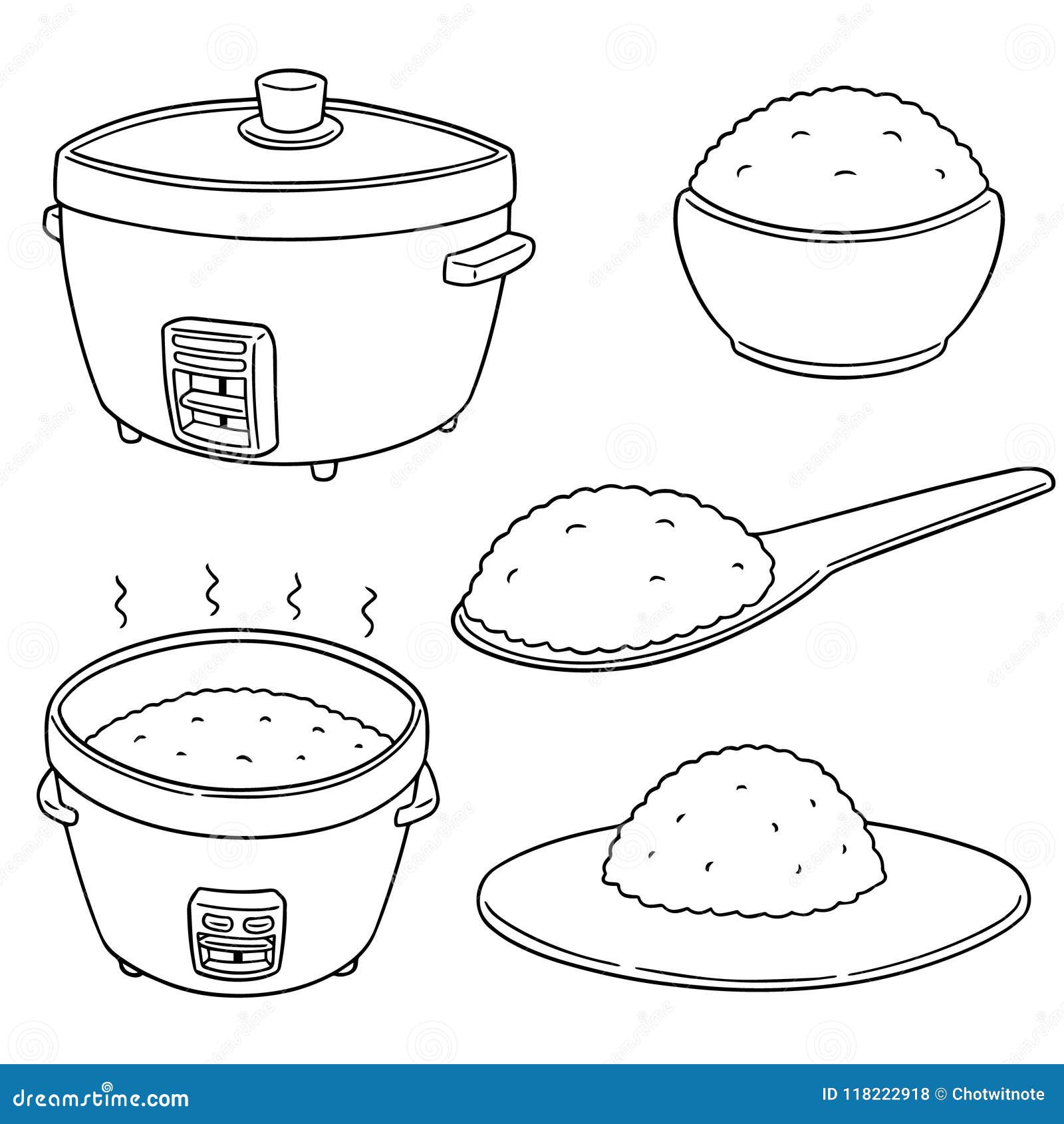 Vector set of rice stock vector. Illustration of cuisine - 118222918