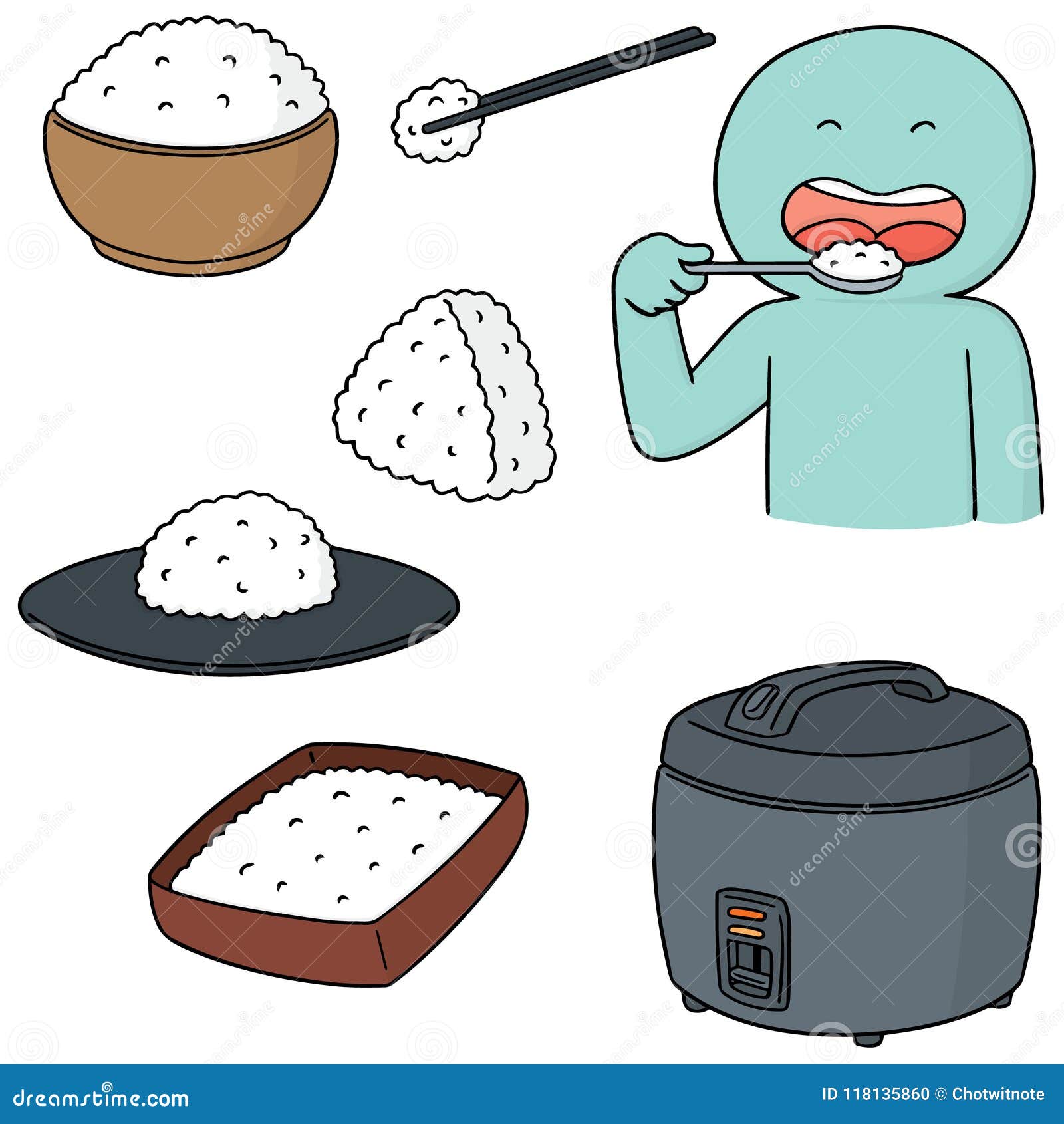 Vector set of rice stock vector. Illustration of asia - 118135860