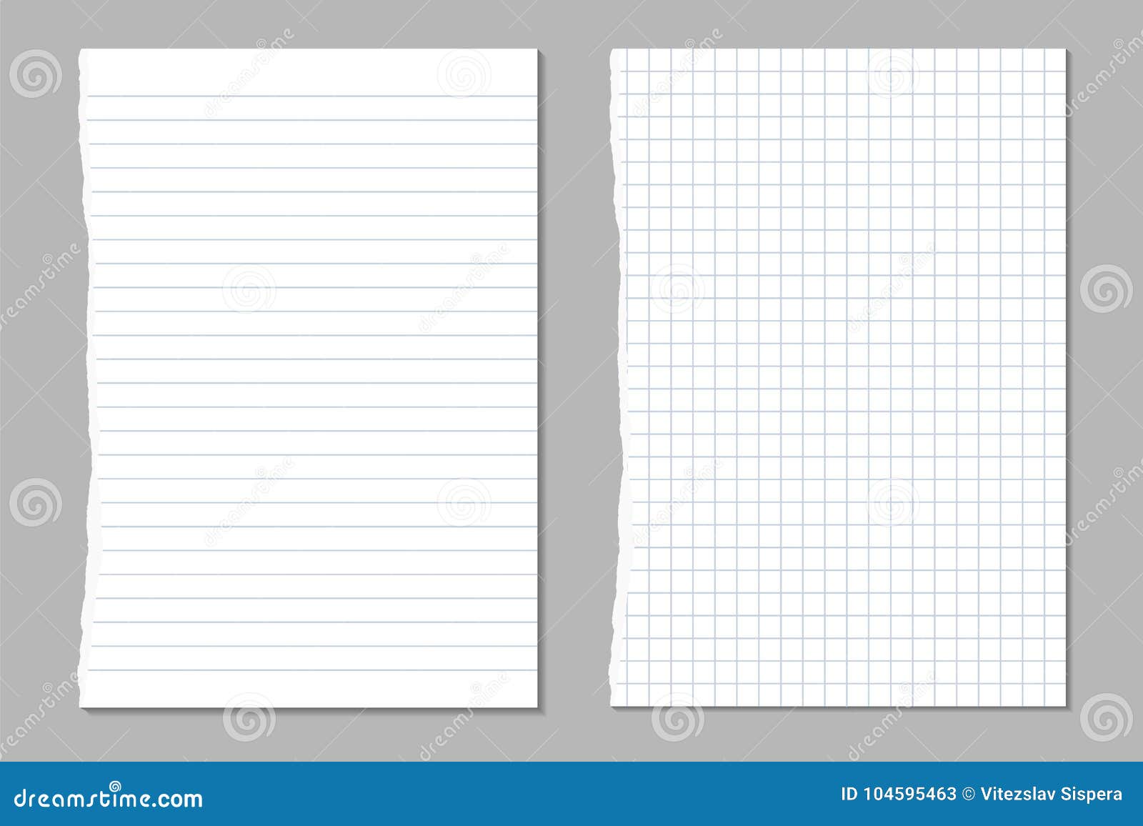 Vector Set of Ripped Sheets of Lined and Square Paper Stock Vector ...